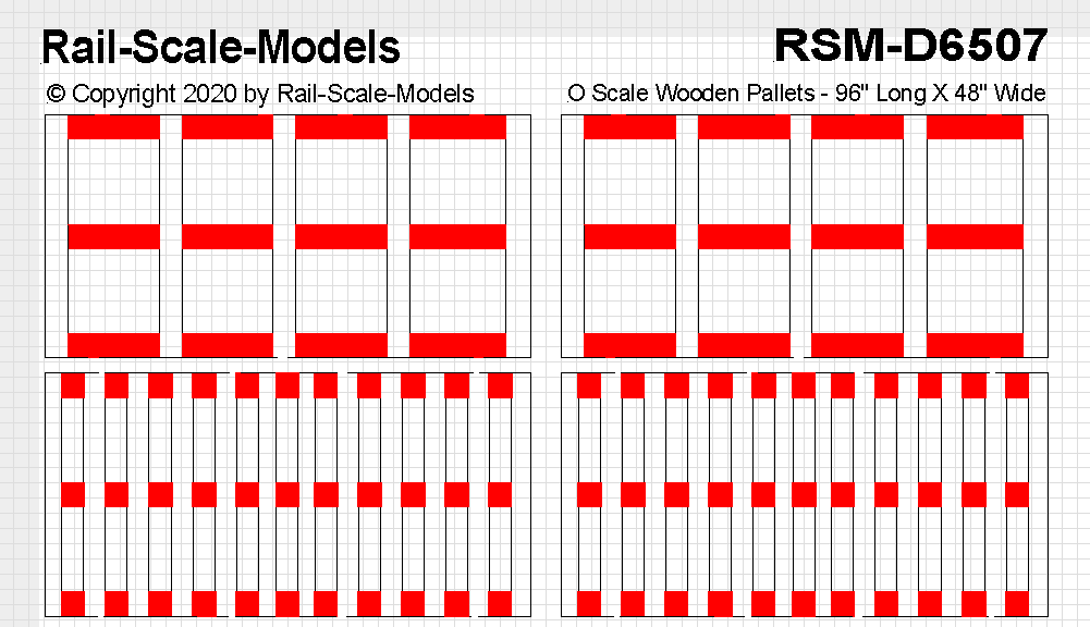 Rail Scale Models: O Scale 96x48 Inch Wooden Pallets